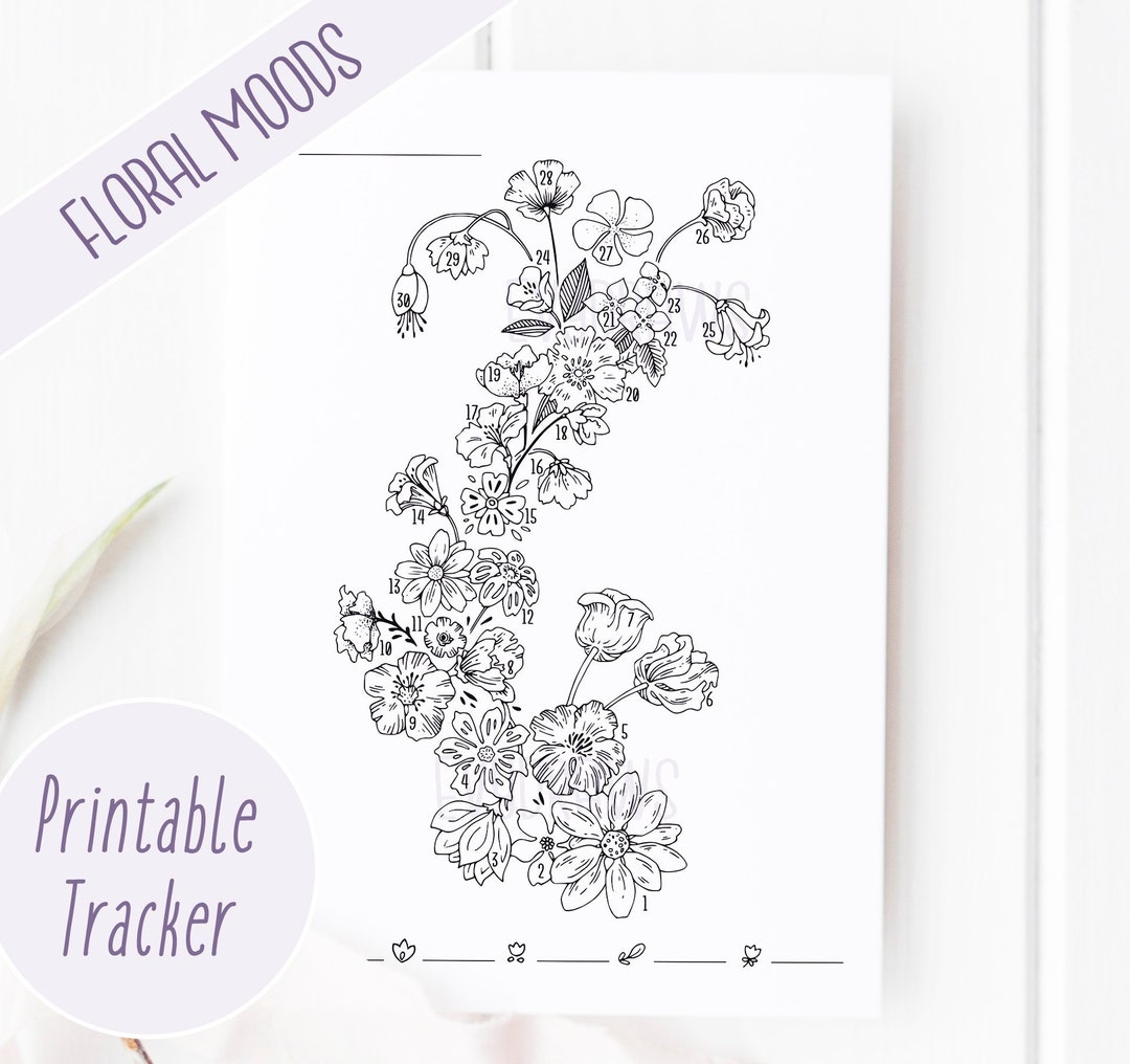 Floral Mood Tracker PRINTABLE Bullet Journal Layout for Mood Tracking ...
