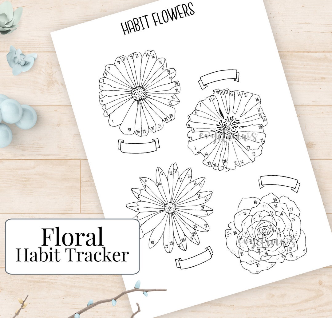 Flower Habit Trackers PRINTABLE Digital Download Bullet - Etsy