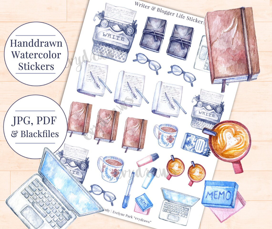 Blogging & Writing Stickers PRINTABLE Typewriter Journals - Etsy