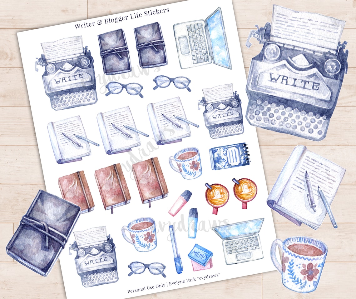 Blogging & Writing Stickers PRINTABLE Typewriter Journals - Etsy