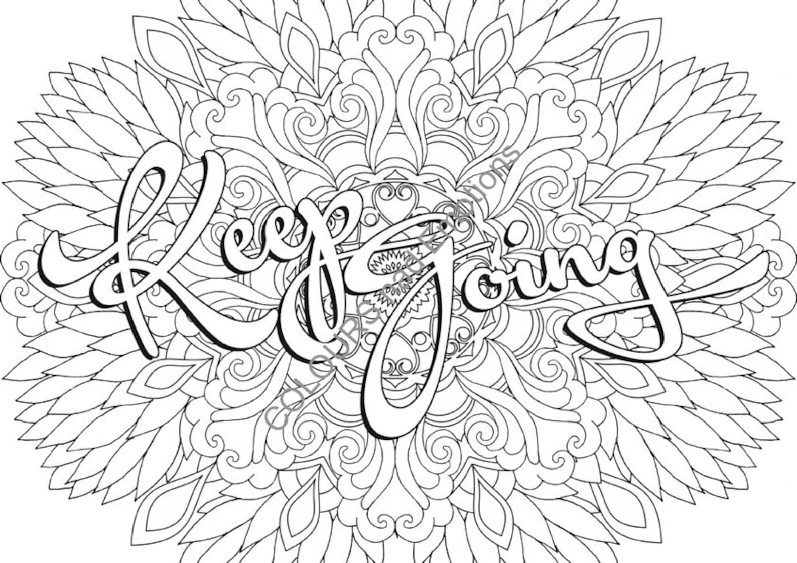 KEEP GOING Coloring Page, Adult Coloring Page, Affirmations, Quotes ...