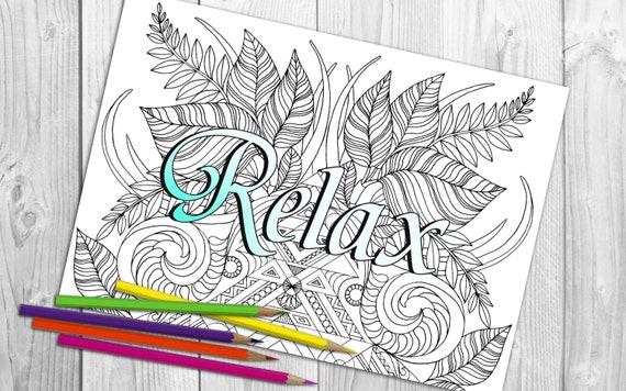 RELAX Coloring Page Adult Coloring Page Affirmations | Etsy