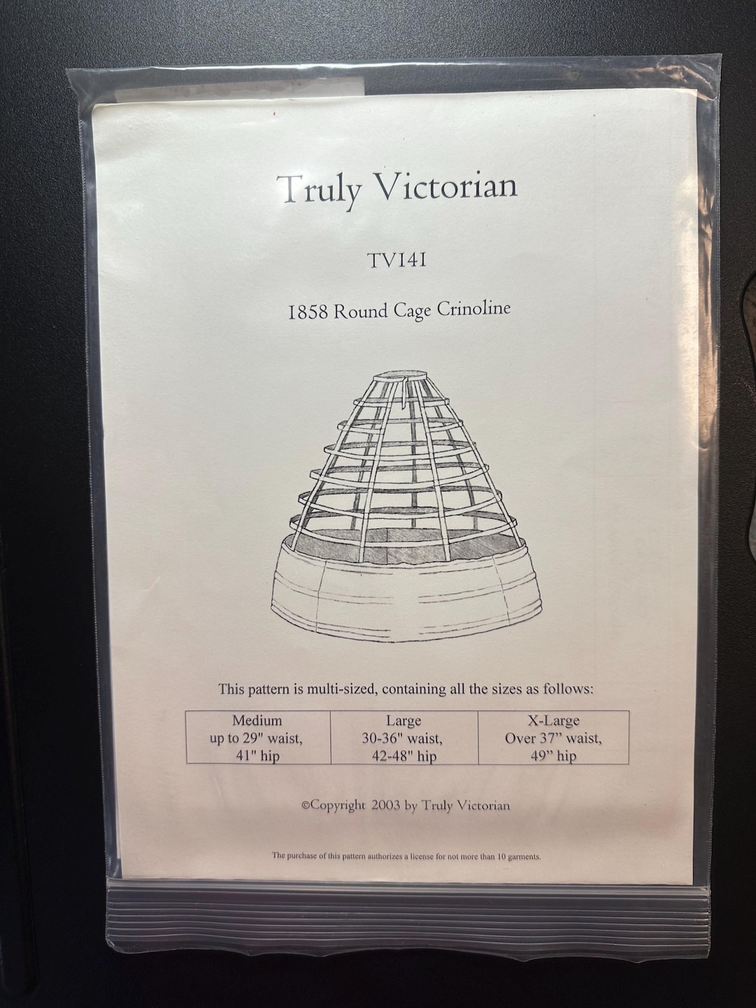 Truly Victorian TV141 Sewing Pattern, 1858 Round Cage Crinoline Pattern ...