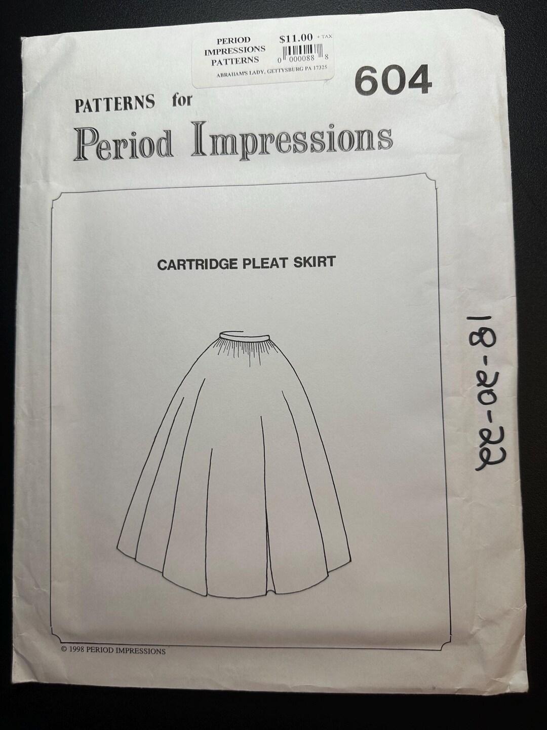Patterns for Period Impressions Sewing Pattern 604 , Cartridge Pleat ...