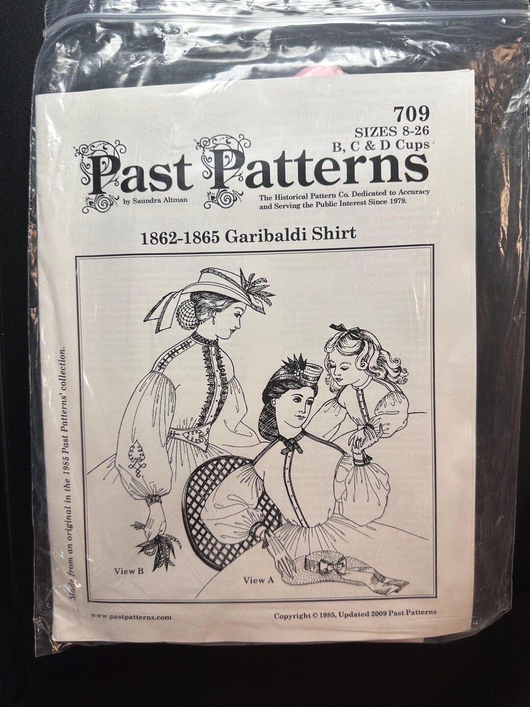 Past Patterns Sewing Pattern 709 , 1862 1865 Garibaldi Shirt, Sizes 8 ...