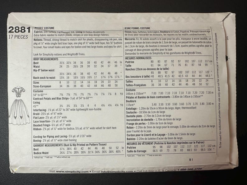Simplicity 2881 Sewing Pattern, Misses’ Costume Civil War Dress Pattern ...