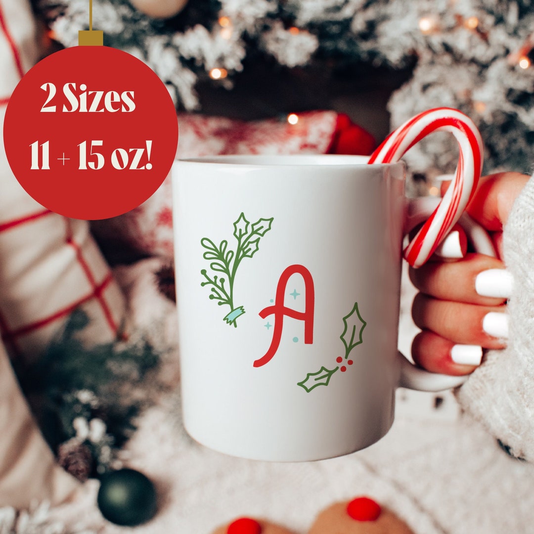 Holiday Initial Mug Oversize Mug Letter Mug Personalized - Etsy