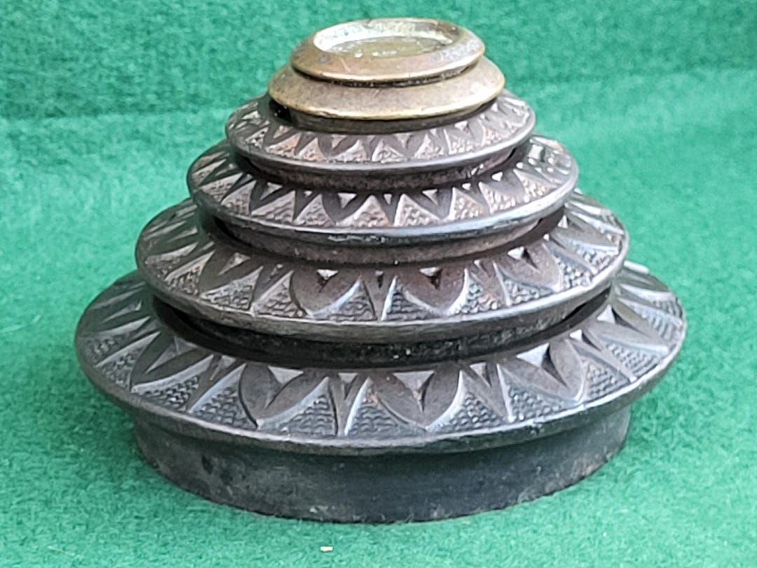 Antique Cast Iron Nesting Weights. Set of Six Ornate, Edwardian Period ...