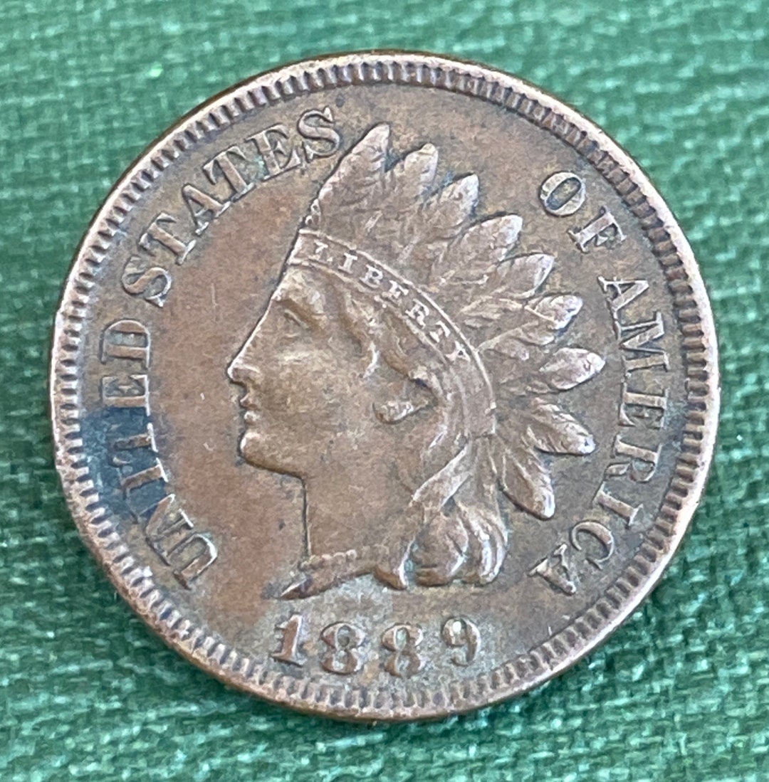1889 American One Cent. 1889 Indian Head One Cent. Antique U.S.A One ...
