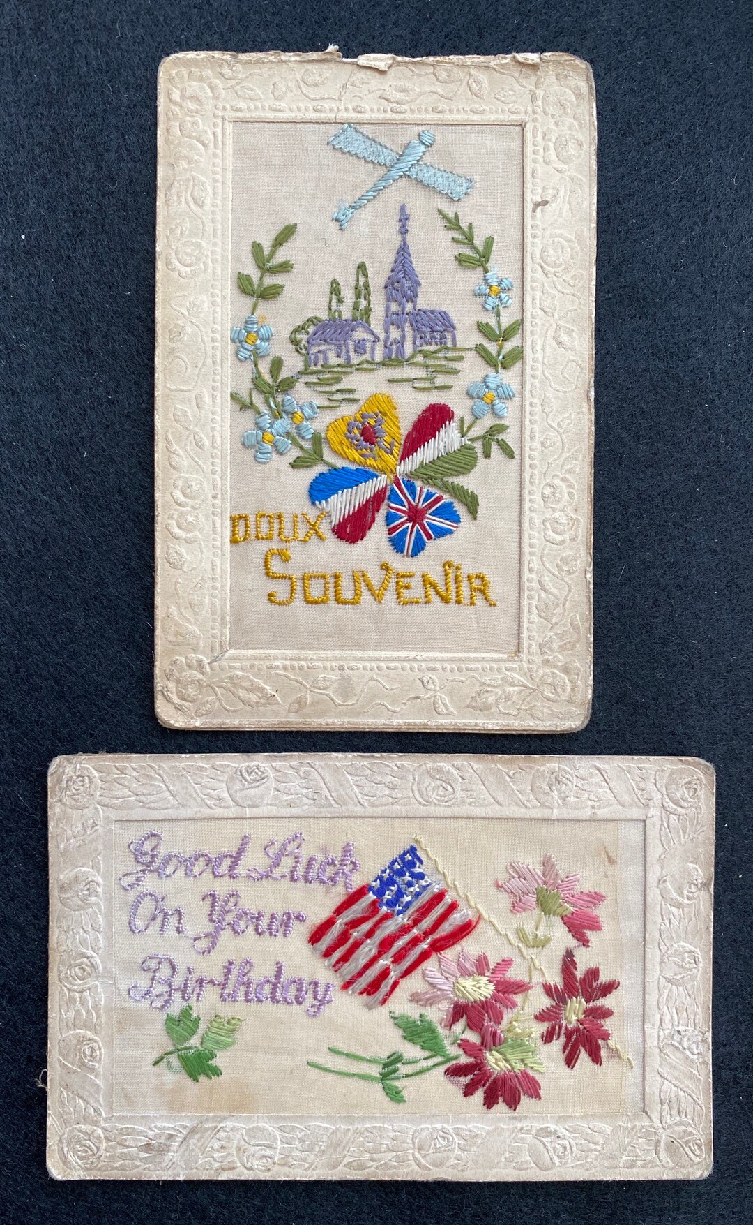 Antique WWI Postcards. WWI Hand Embroidered Postcards Doux - Etsy