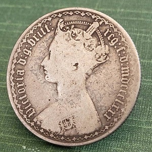 Antique Silver Coin. Victorian 1880 One Florin. Queen Victoria Gothic ...