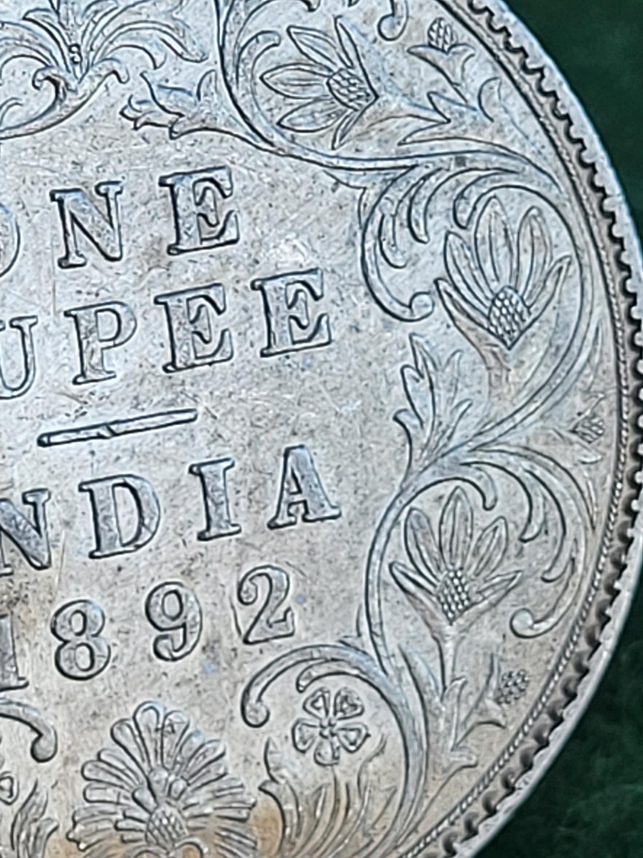 1892 India One Rupee. 1892 Queen Victoria British India One Rupee. 1892 ...