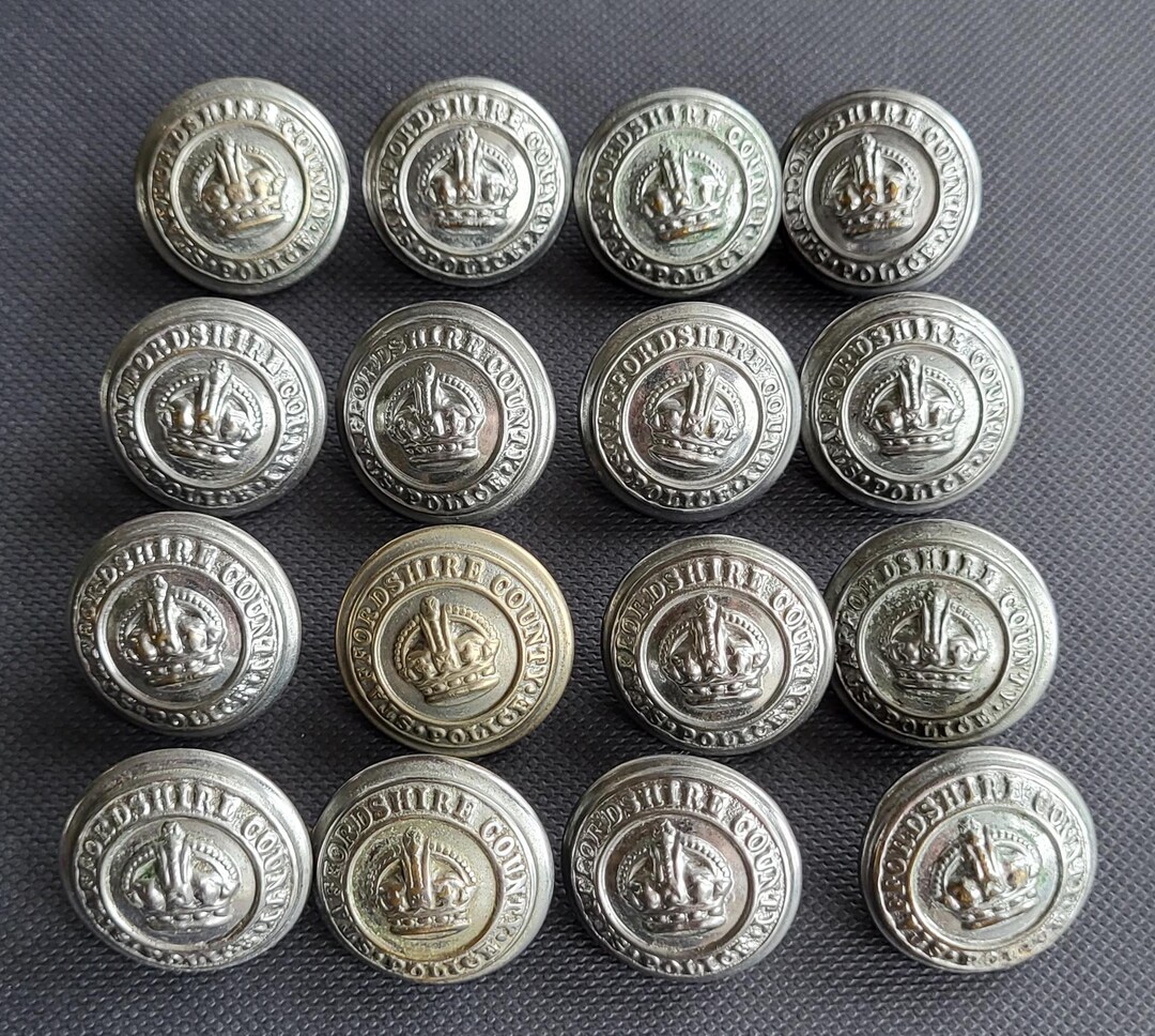 Vintage Police Buttons. 16 Vintage Staffordshire County Police Buttons ...