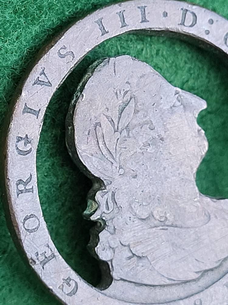 Antique Coin Cutting. Antique Cut Isle of Man 1813/18 George III Penny ...