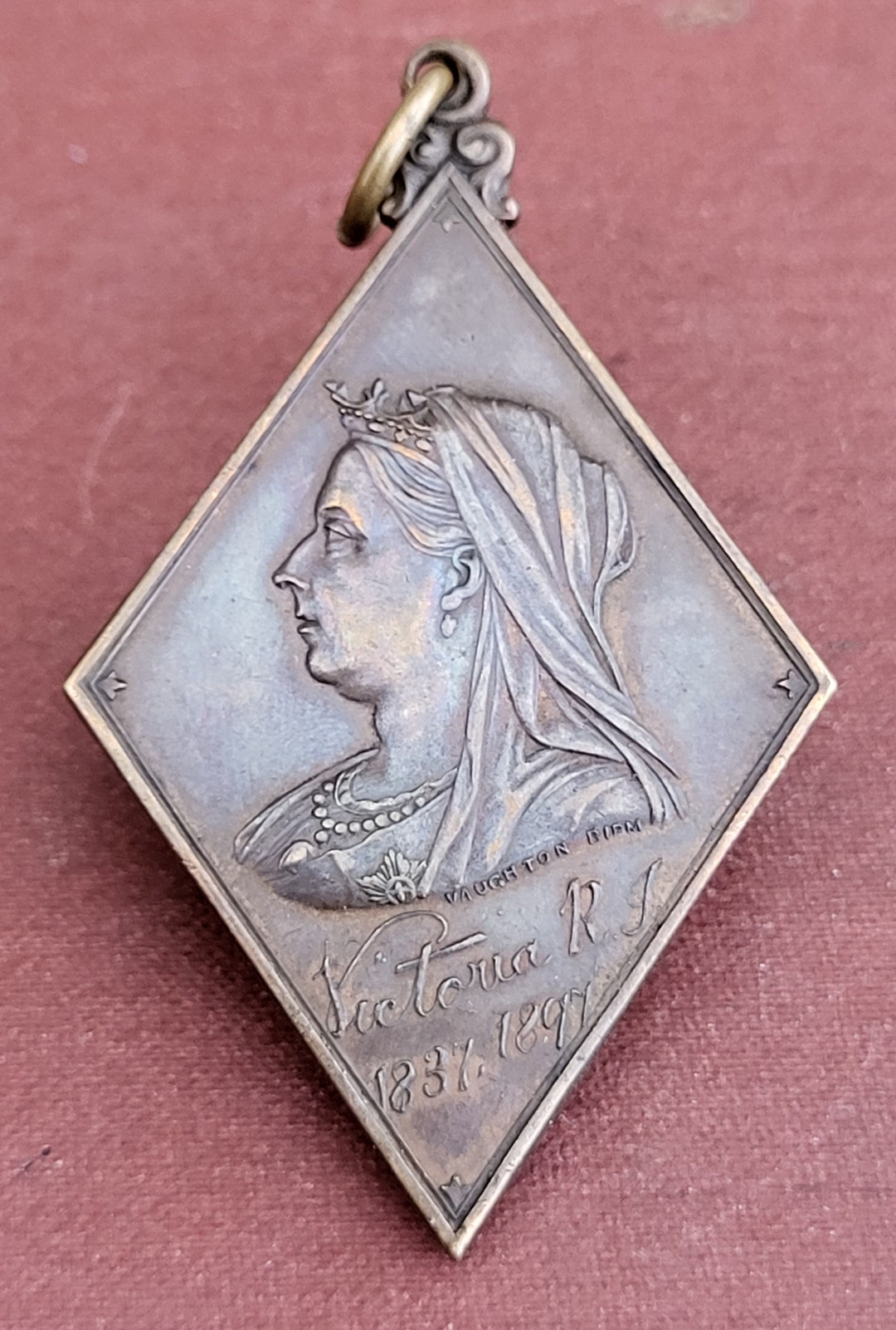 Unusual Antique Diamond Shaped Medal. Unusual Queen Victoria Diamond ...