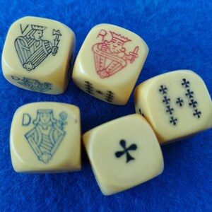 Vintage French Poker Dice. Vintage Poker Dice in Original Box. Five ...