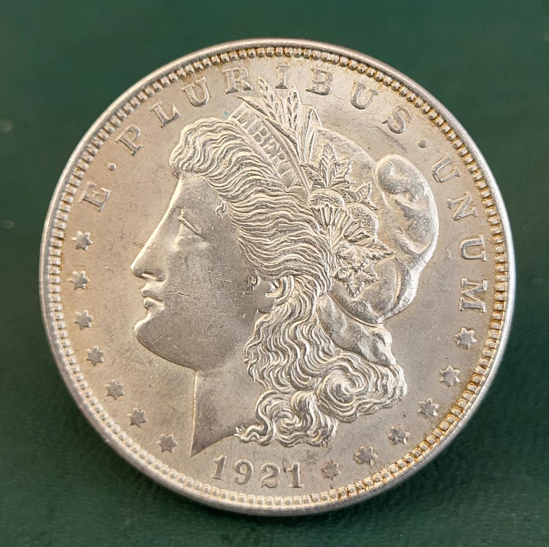 Antique American 1921 Silver Dollar. 1921 Morgan Silver Dollar. Antique ...