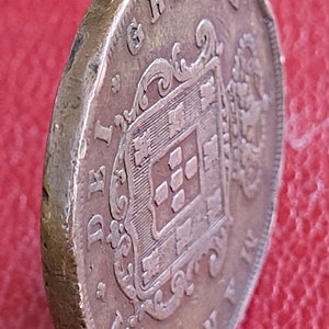 Antique Portugal Coin - 1848 Portugal 20 Reis Copper Coin. Maria II Dei ...