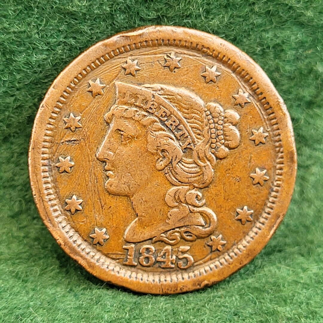 1845 American Large One Cent. 1845 Libery Head One Cent. Antique U.S.A ...