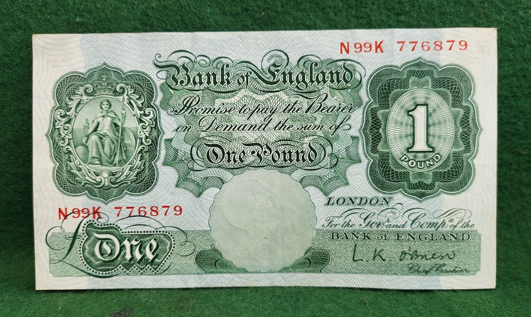 Vintage Brittania One Pound Note - Vintage British One Pound Note ...