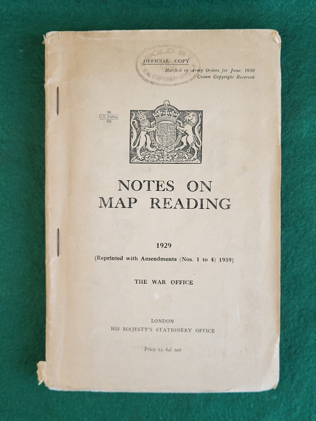 WWII Map Reading Manual. WW II the War Office Notes on Map Reading, war ...