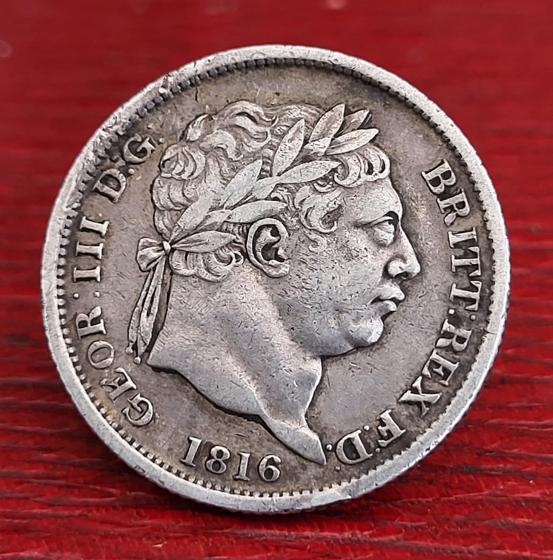 King George III Silver Shilling. Antique 1816 King George III Silver ...