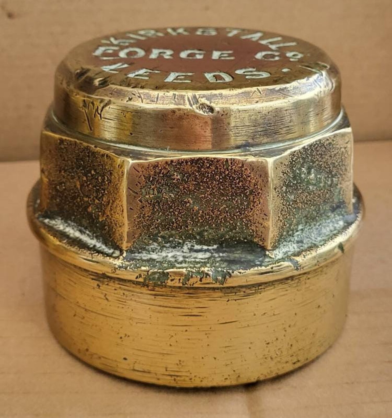 Pair of Antique Brass Wheel Hubs. Pair of Antique Kirkstall Forge Co ...