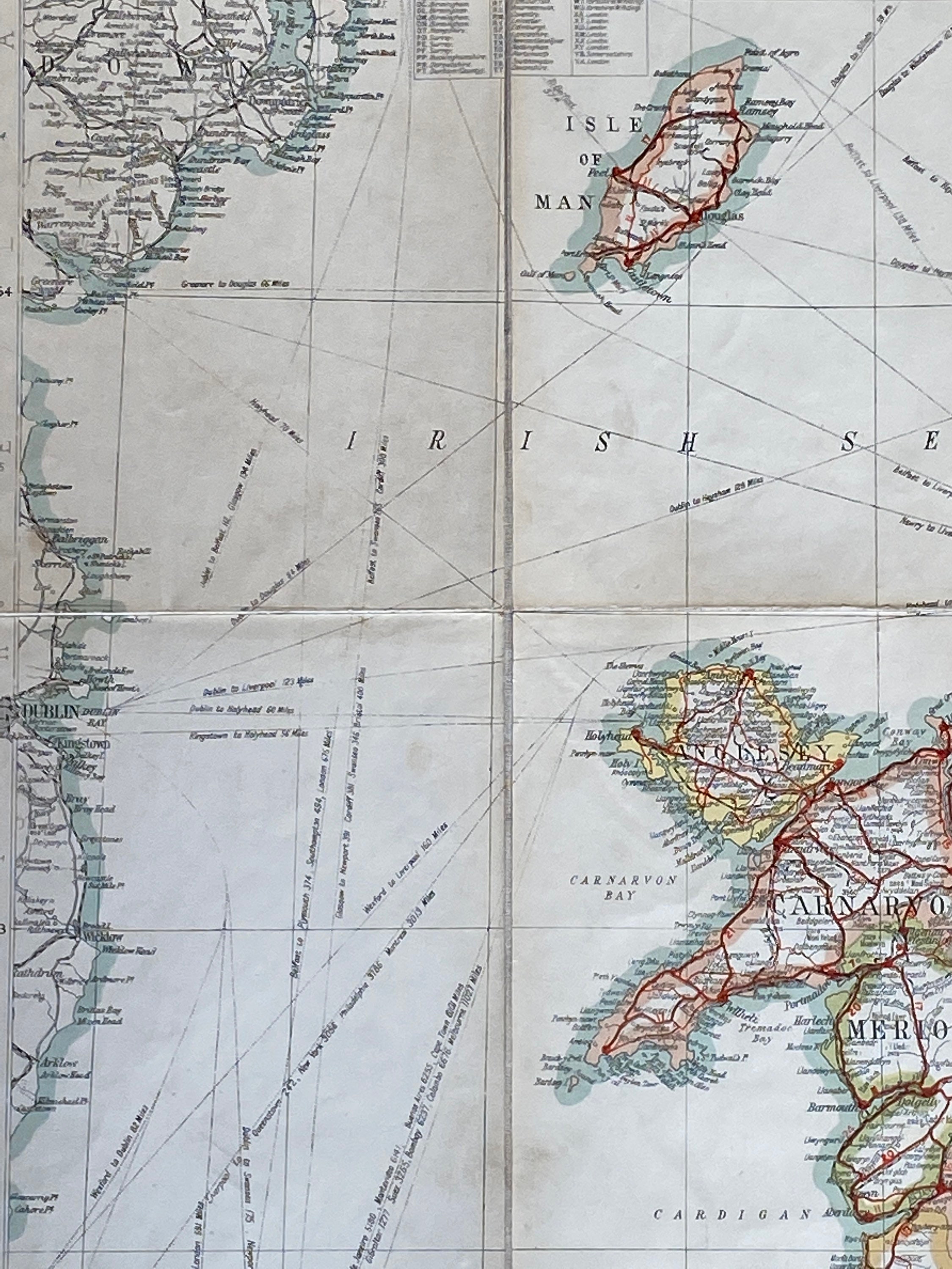 Antique Cloth Back Geographia Map of England and Wales 1923. Geographia ...
