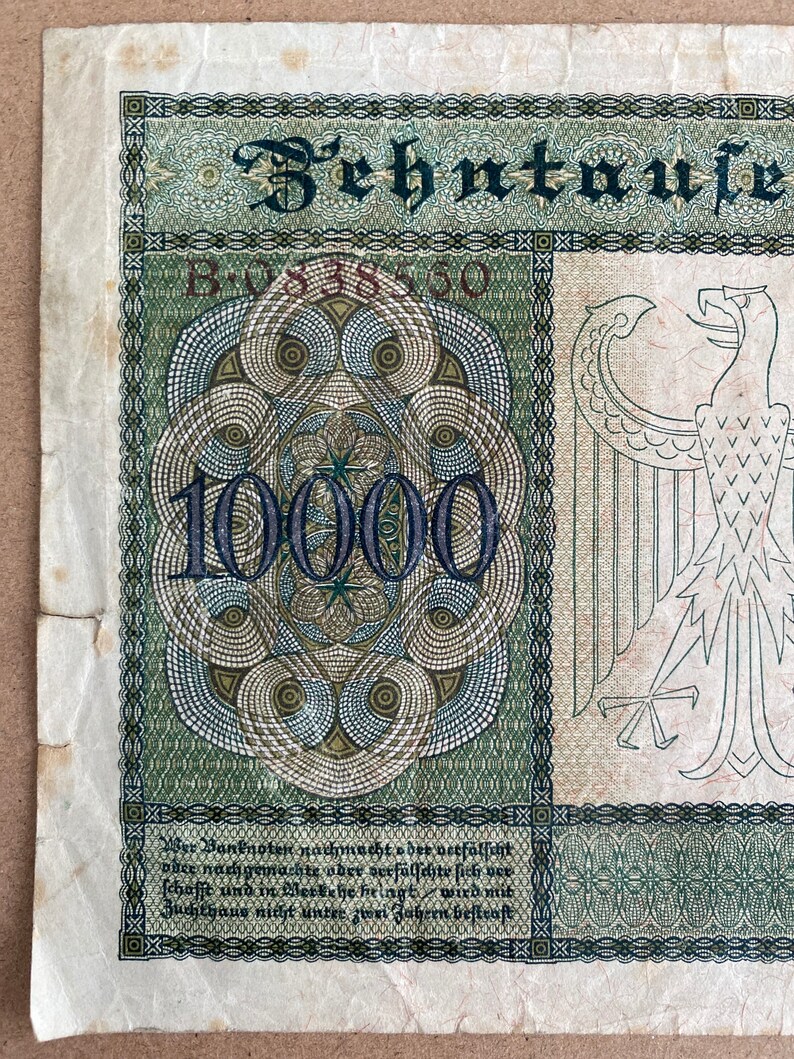 1922 Reichsbanknote Zehntausend Mark. Germany 10000 Mark | Etsy