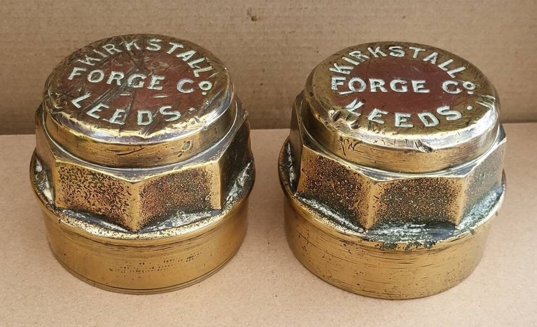 Pair of Antique Brass Wheel Hubs. Pair of Antique Kirkstall Forge Co ...