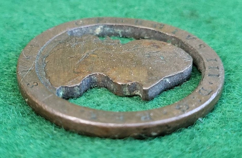 Antique Coin Cutting. Antique Cut Isle of Man 1813/18 George III Penny ...
