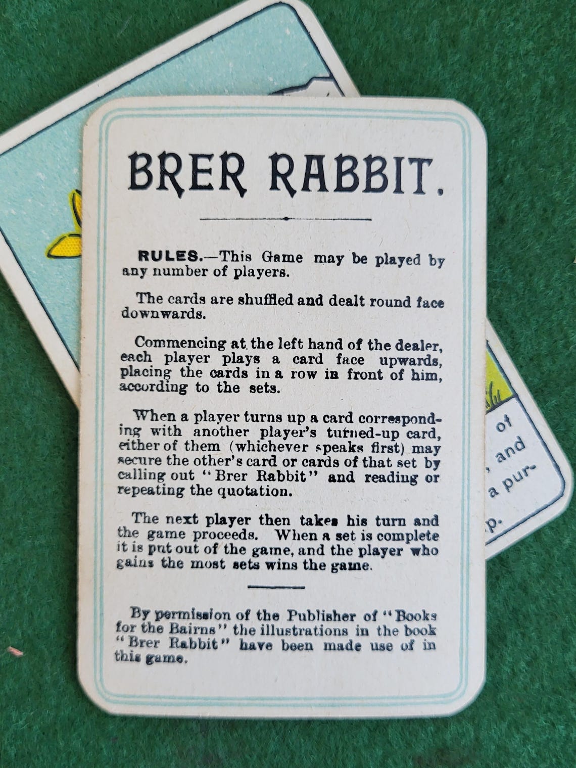 Scarce Antique Card Game - the Brer Rabbit Card Game, Complete Game of ...