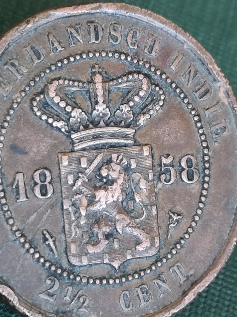 Antique Copper Coin Nederlandsch Indie 2 1/2 Cent 1858. | Etsy