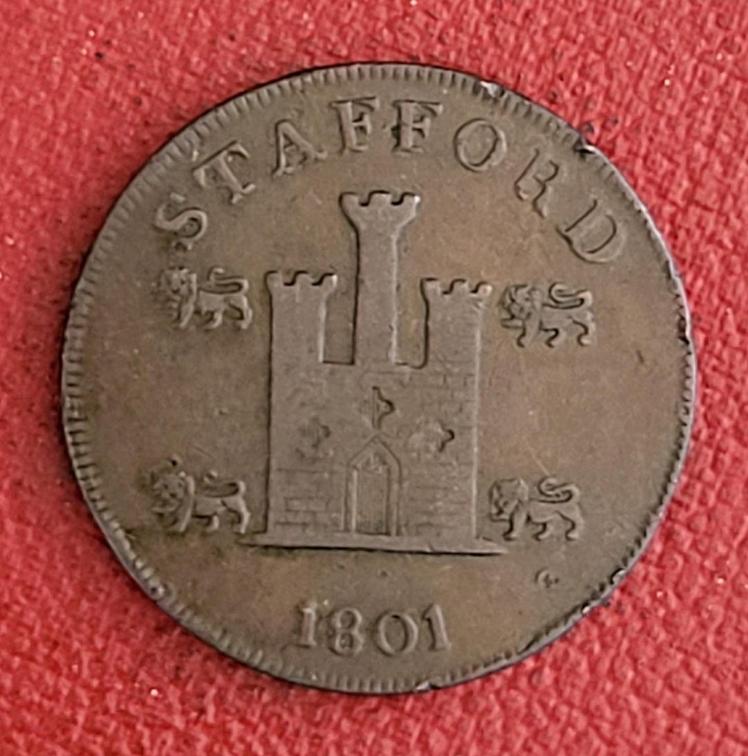 1801 One Penny Stafford Token. Antique Stafford One Penny Token ...