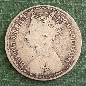 Antique Silver Coin. Victorian 1880 One Florin. Queen Victoria Gothic ...
