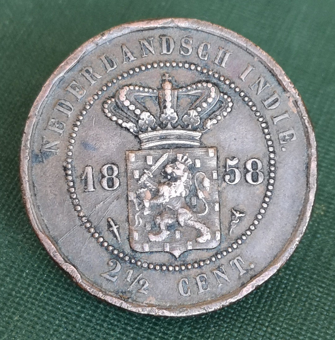 Antique Copper Coin - Nederlandsch Indie 2 1/2 Cent 1858. Netherlands ...