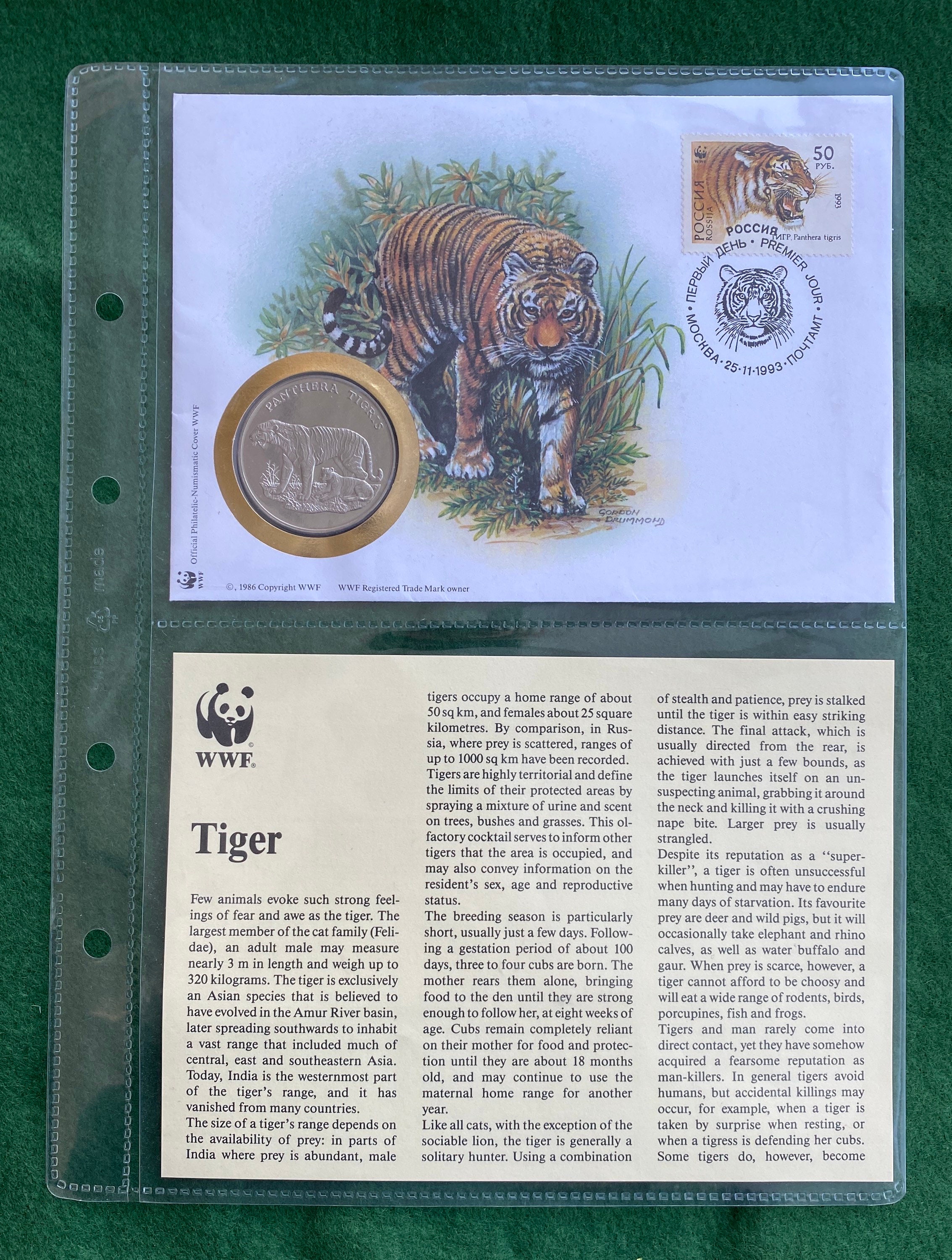 WWF 1993 Tiger Token. WWF Tiger Official Philatelic-numismatic - Etsy UK