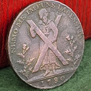 1790 Edinburgh Halfpenny Token - Nemo Me Impune Lacessit. Payable at ...