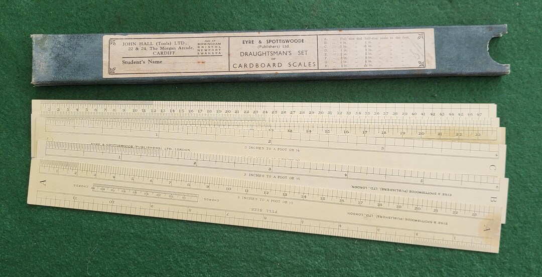 Vintage Draughtsman's Set of Cardboard Scales. 1930's Eyre ...
