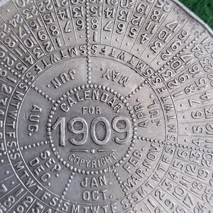 Antique Calendar Coin Token Matchless Metal Polish Calendar Token 1909 ...