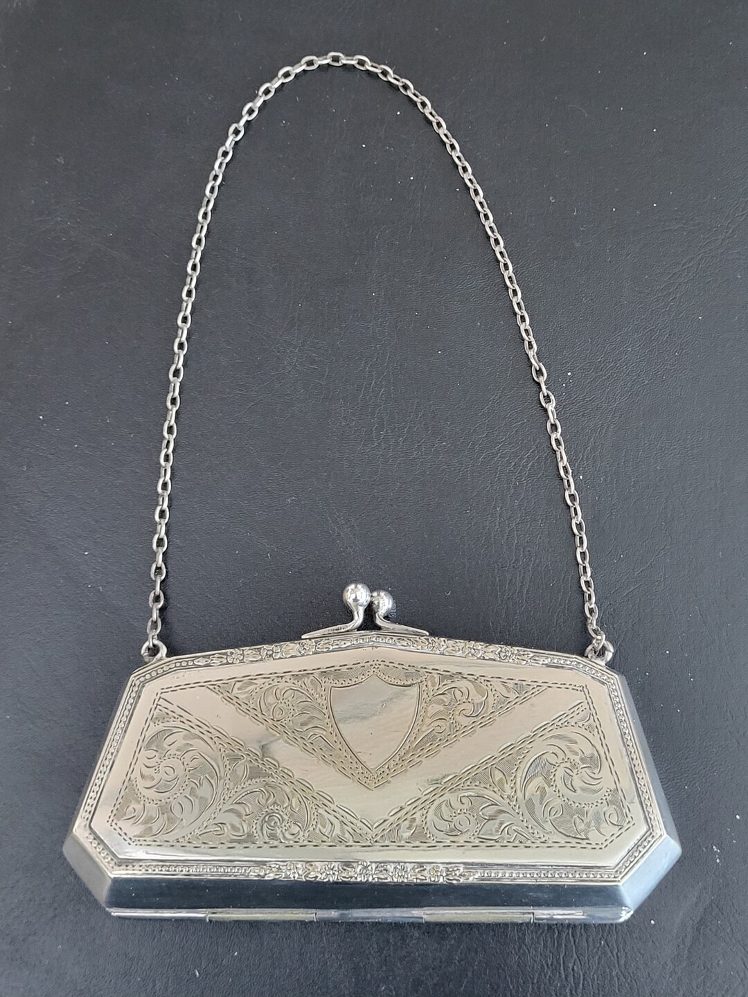 Vintage Silver Plate Coin Purse With Short Chain. Vintage Ornate Silver ...