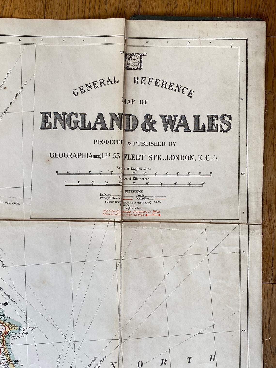 Antique Cloth Back Geographia Map of England and Wales 1923. - Etsy UK