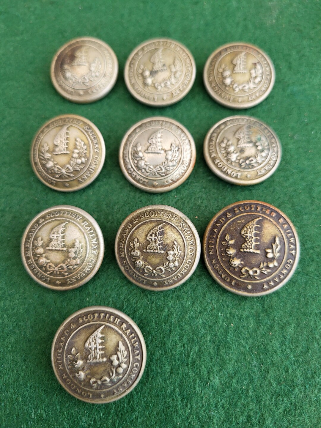 Ten Vintage London, Midland and Scottish Railway Tunic Buttons - Gill ...