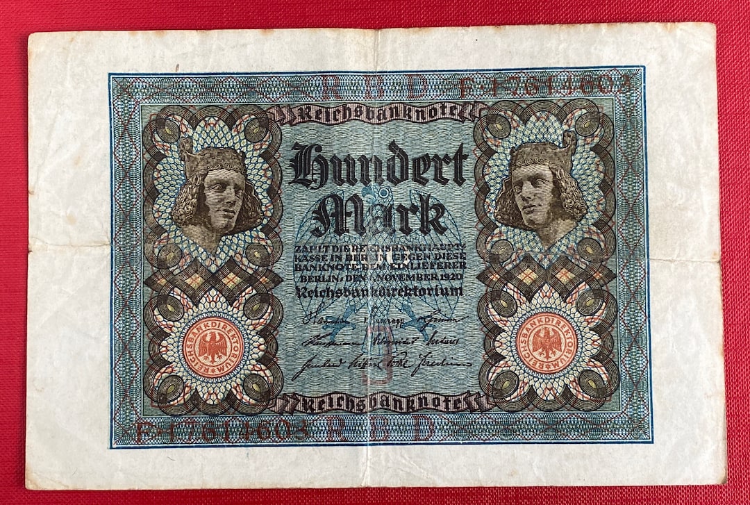 Antique Reichsbanknote - Hundert Mark 1920. Hundert Mark 1920. Post WWI ...