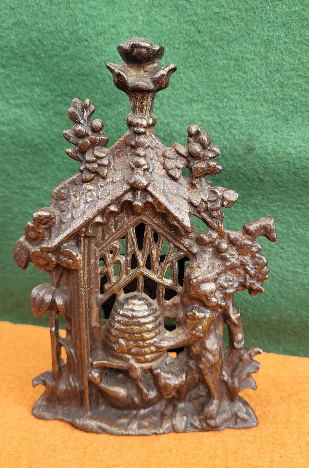 Scarce Cast Iron Coin Bank. Antique Two Bears Stealing Honey Cast Iron ...