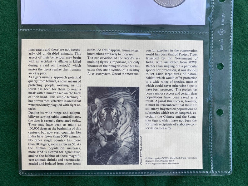 WWF 1993 Tiger Token. WWF Tiger Official Philatelic-numismatic - Etsy UK