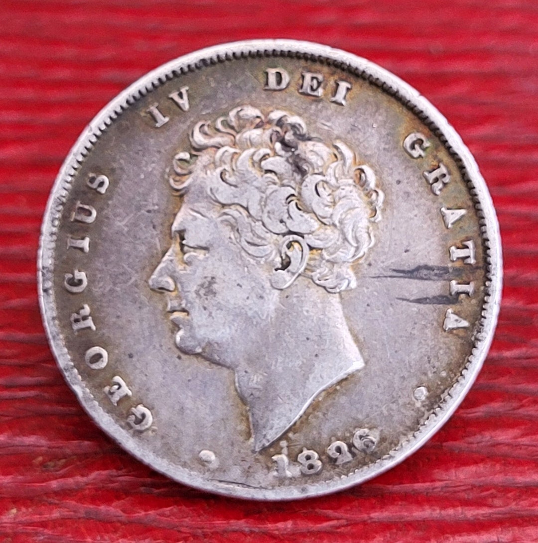 King George IV Silver Shilling. Antique 1826 King George IV Silver ...