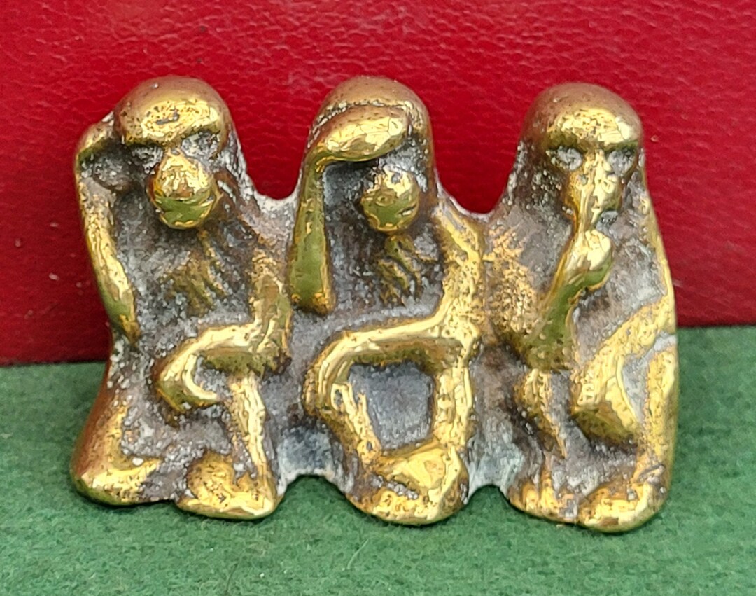 Vintage Brass Three Brass Monkeys - Hear No Evil - See No Evil - Speak ...