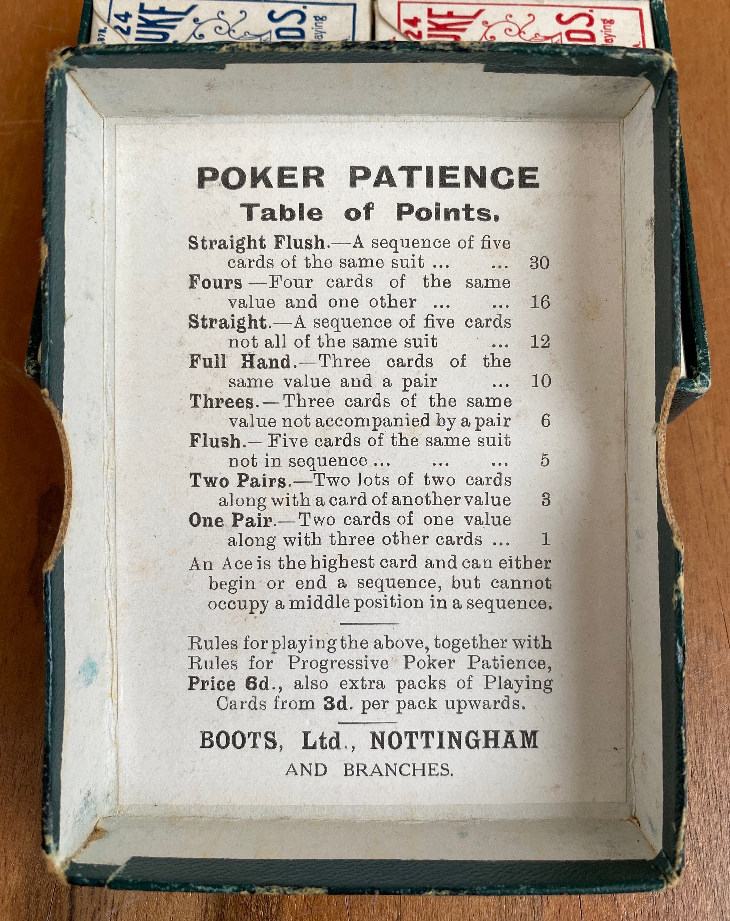 Antique Little Duke Poker Patience With Four Decks of Little Duke 24 ...
