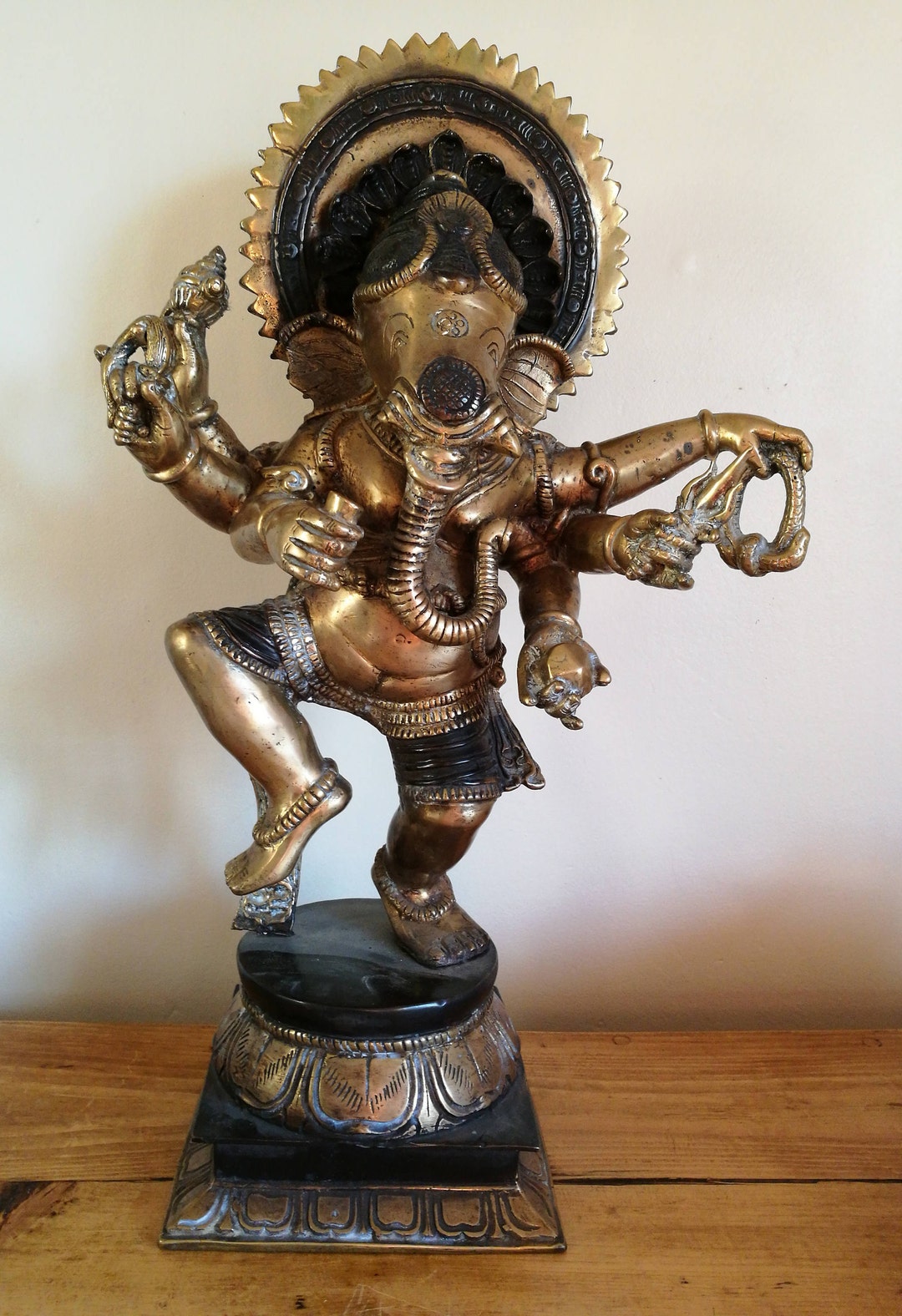 Large Brass Dancing Ganesha Figure. Brass Ganesha Statue 22 Inches ...